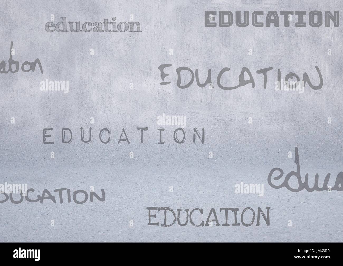 Digital composite of education text with grey background Stock Photo ...