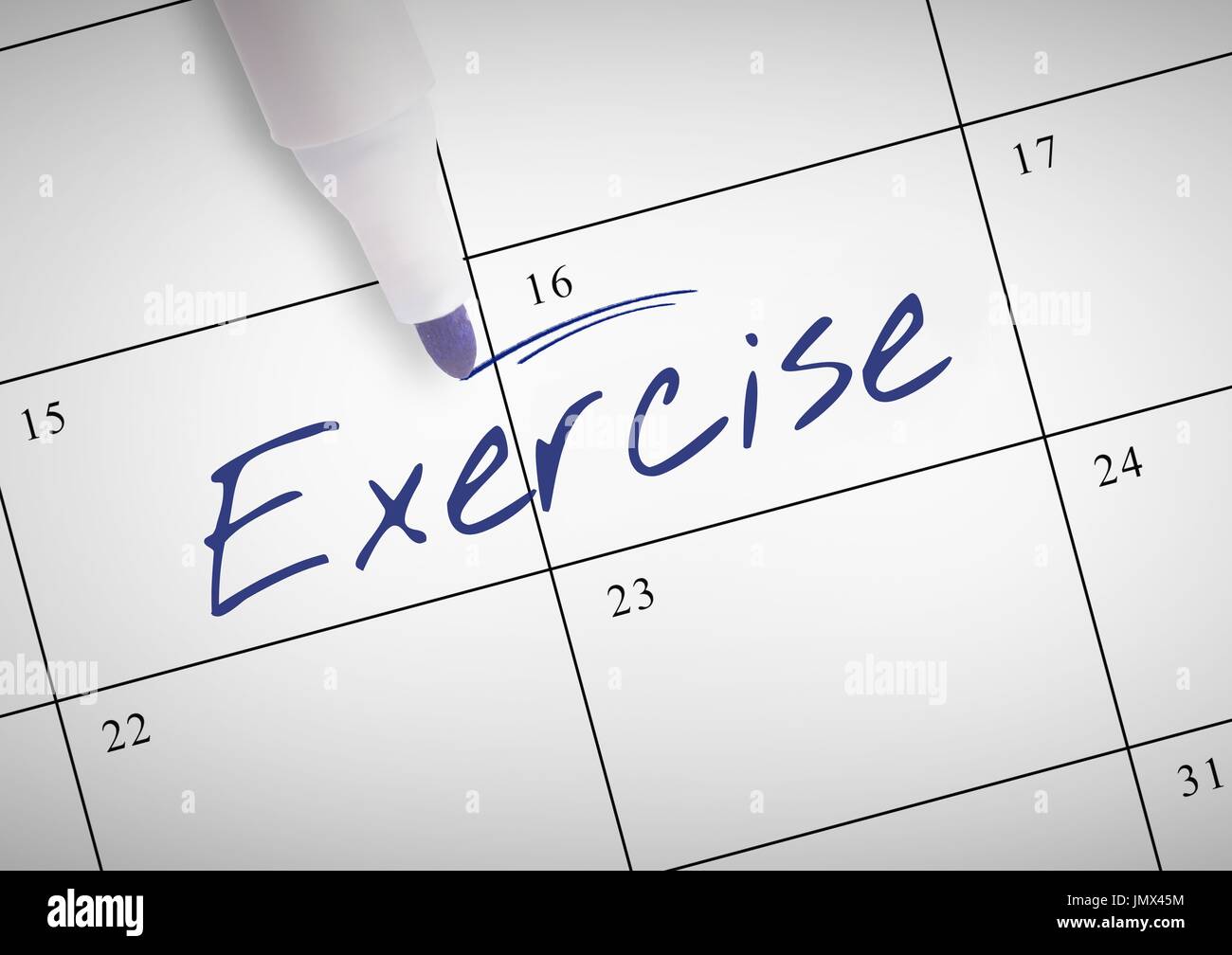 Digital composite of Exercise Text written on calendar with marker ...