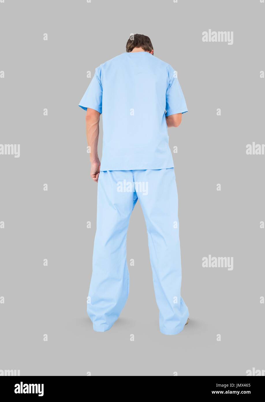 Digital composite of Full body portrait of medical nurse man standing ...