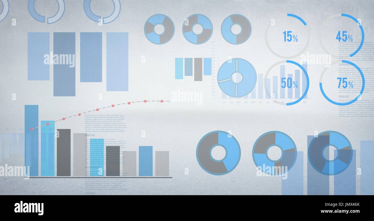 Digital composite of statistics performance charts with bright ...