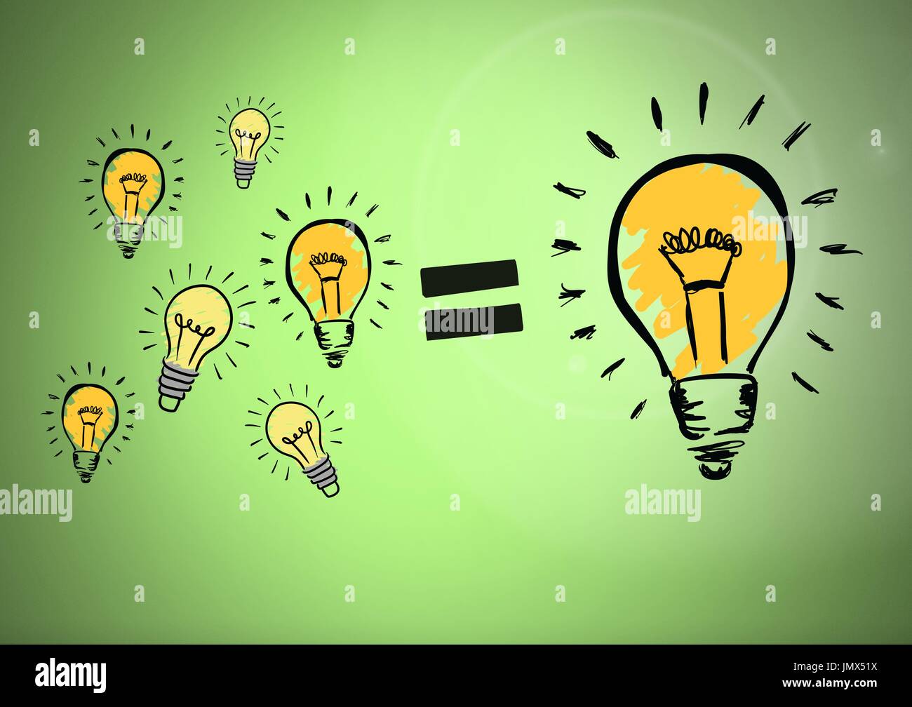 Digital composite of Lots of light bulbs equal one big lightbulb Stock ...