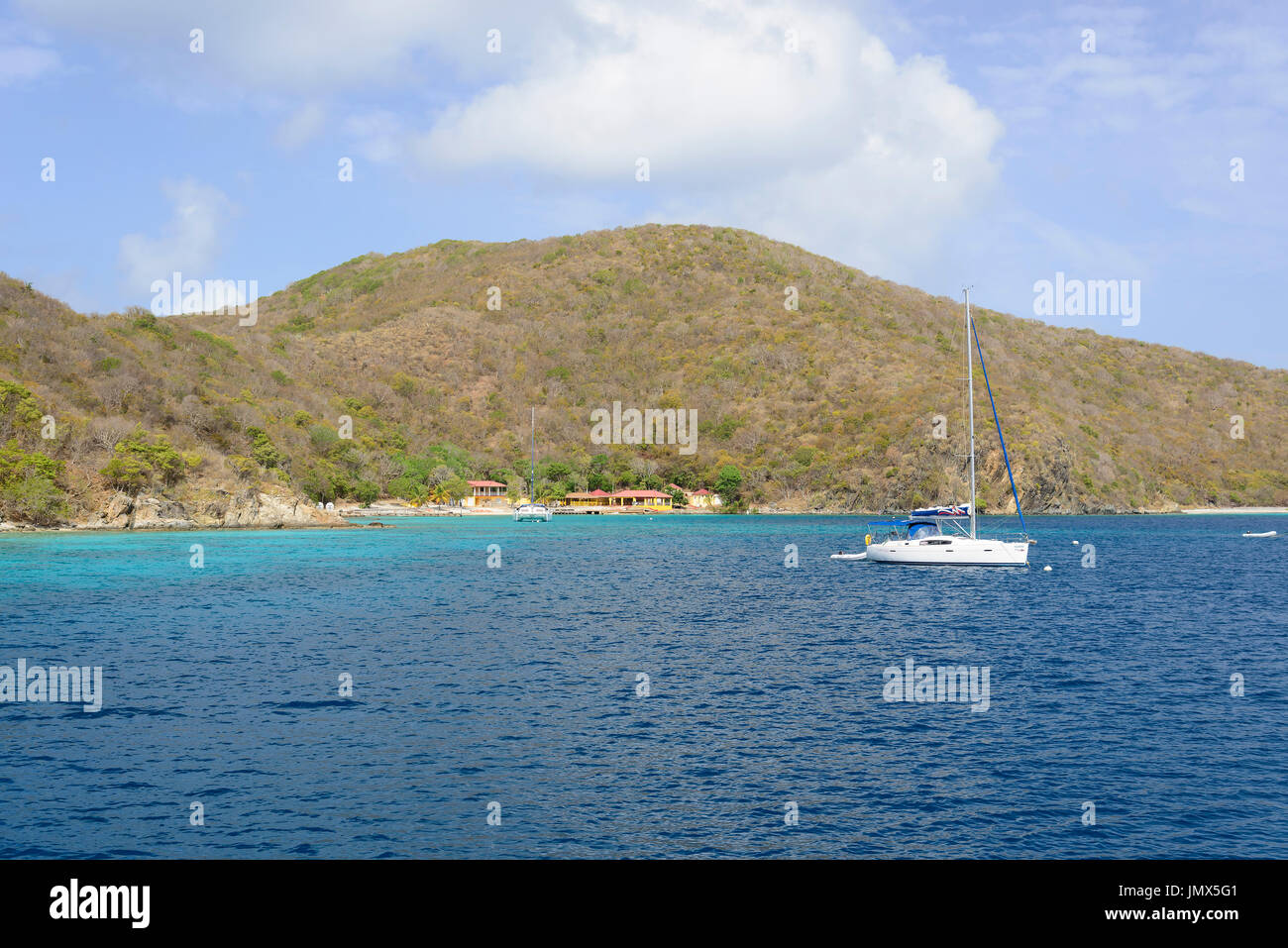 Sailing Boat by Tortola Island, Caribbean Sea, Tortola Island, British ...