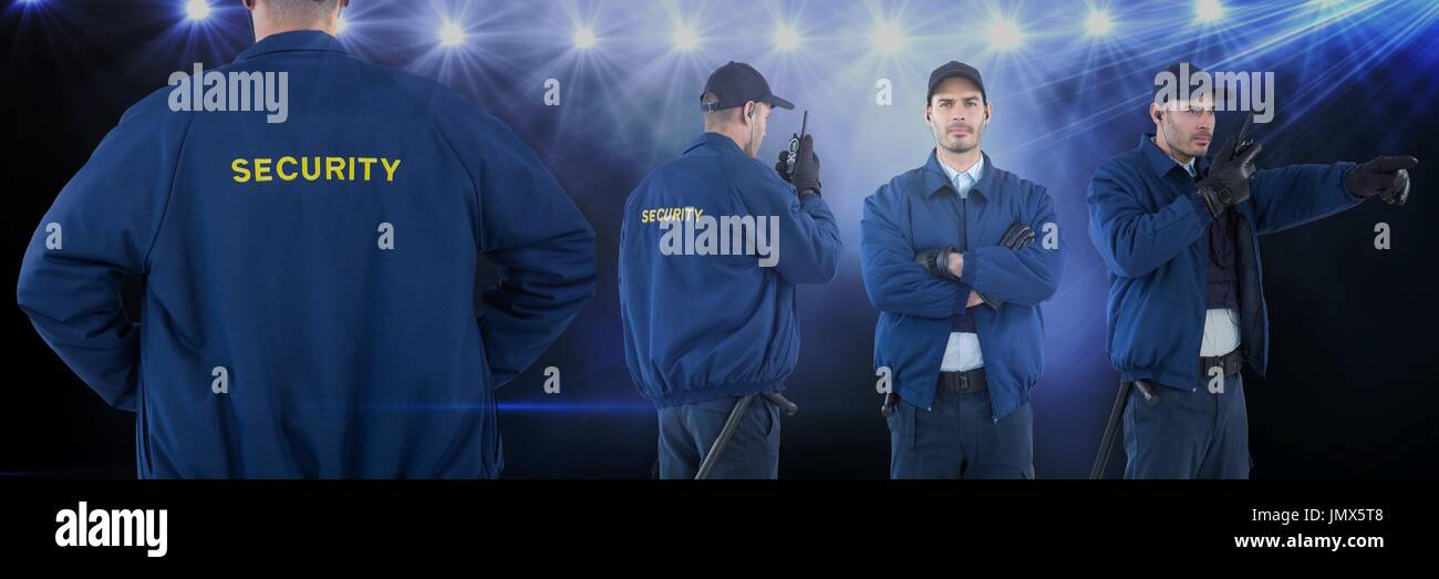 Digital composite of Security guard man collage against concert ...