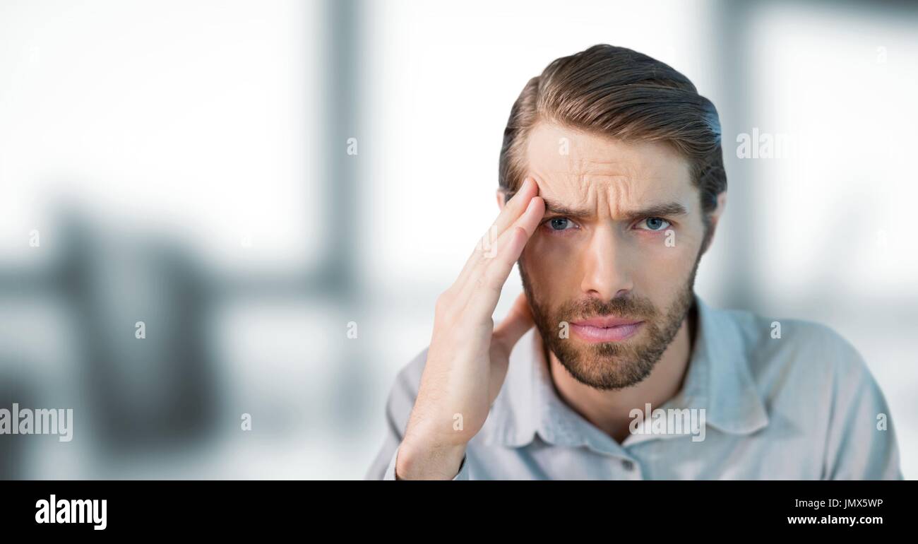 Digital composite of Confused business man standing against blue ...