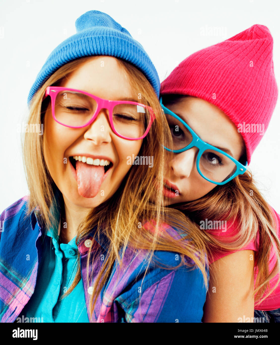 best friends teenage girls together having fun, posing emotional on ...