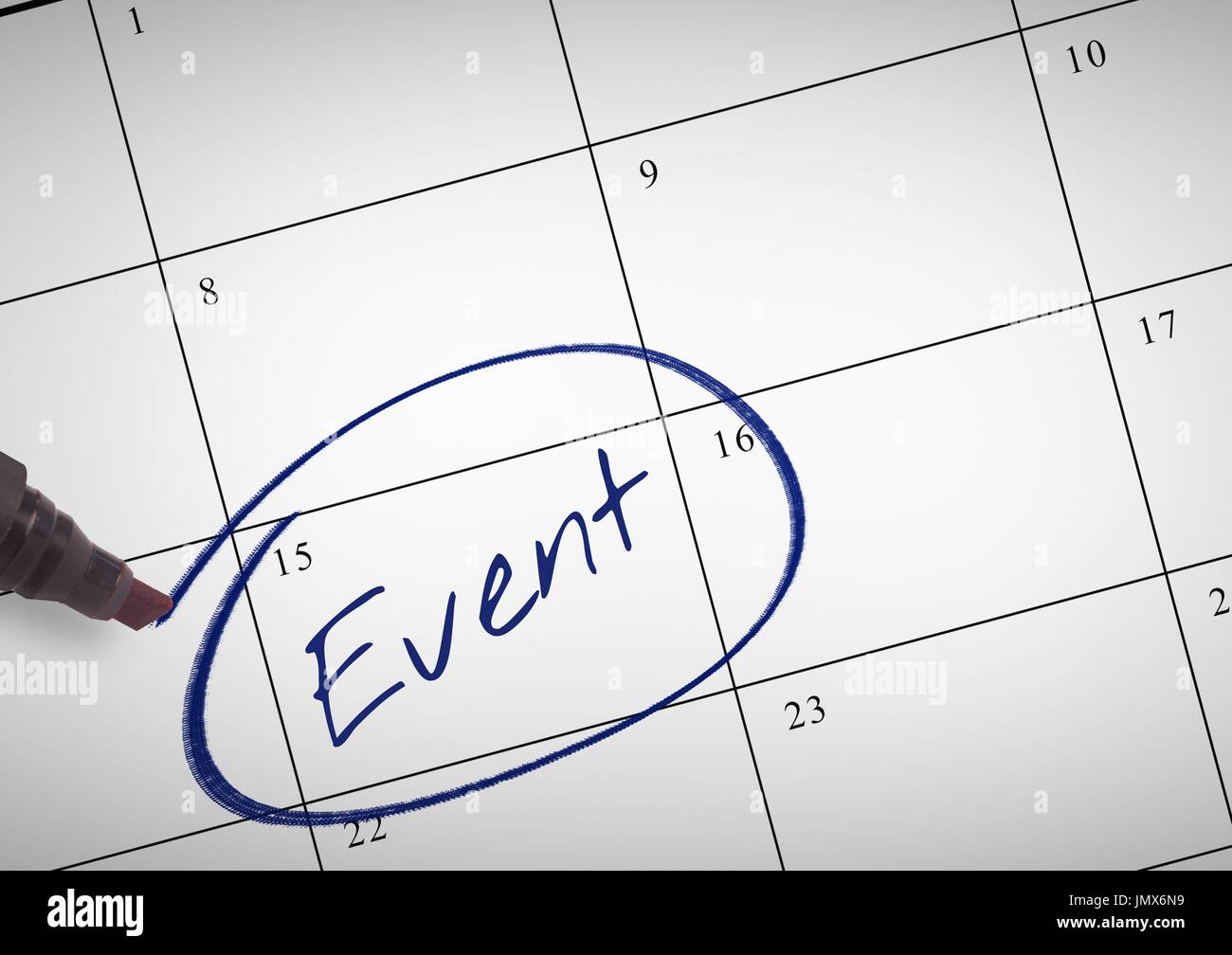 Digital composite of Event Text written on calendar with marker Stock ...