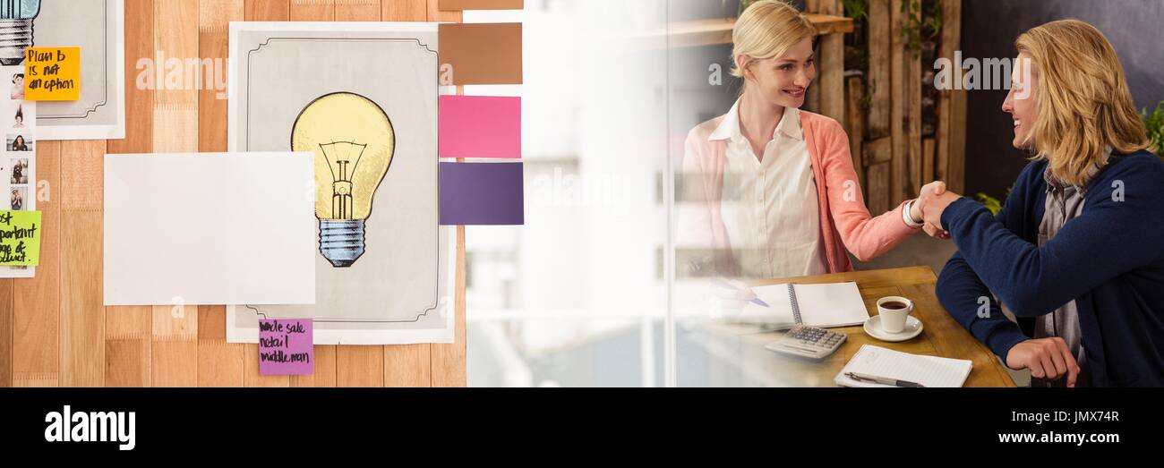 Digital composite of Business meeting and sticky notes transition Stock ...