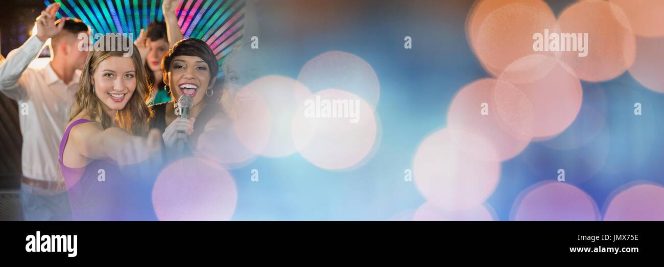 Digital composite of People having fun celebration party with ...