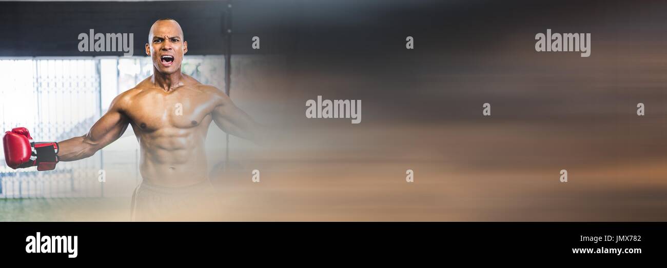 Digital composite of Boxer fighter man with motion transition Stock ...