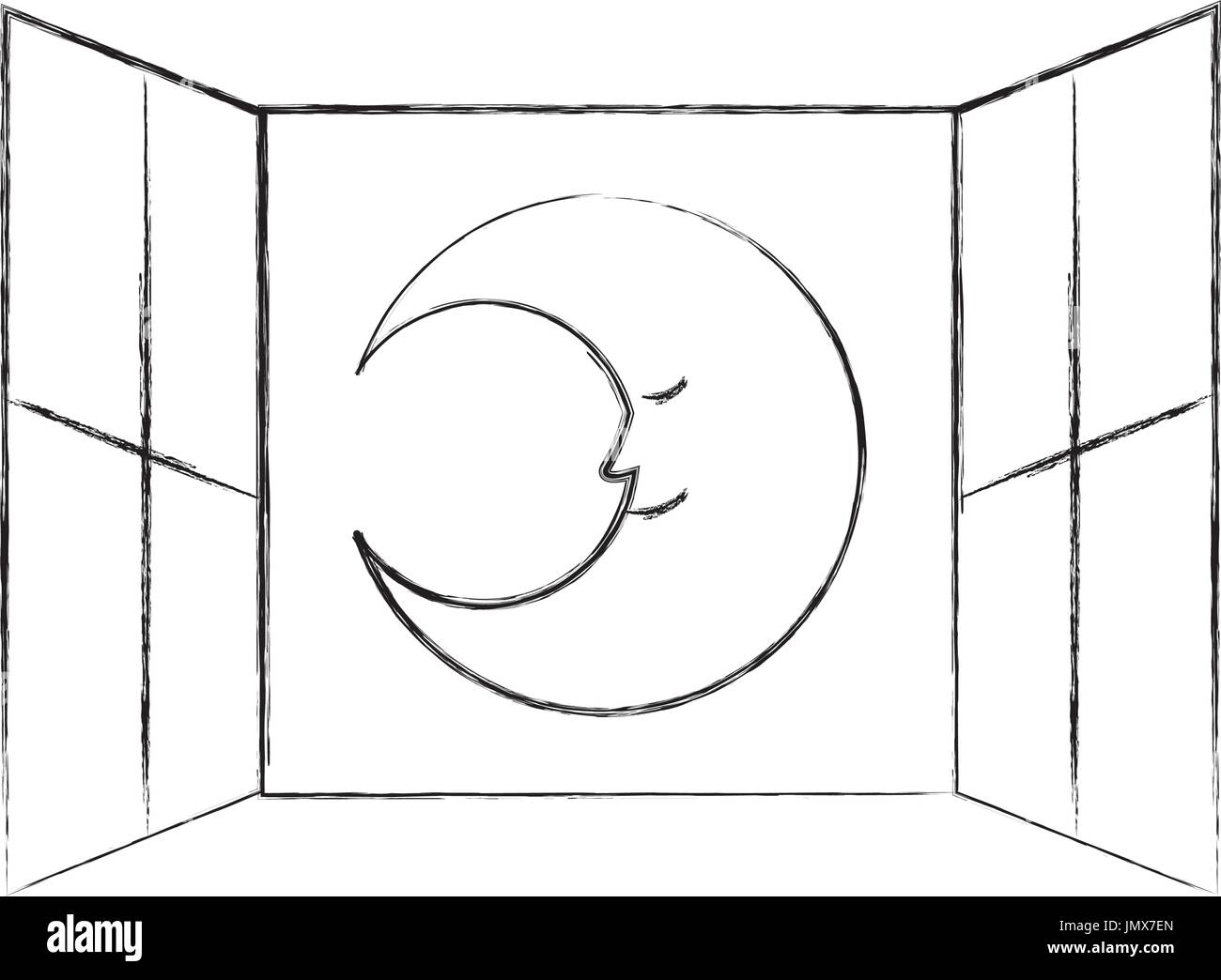 windows bedroom with cute moon Stock Vector Image & Art - Alamy