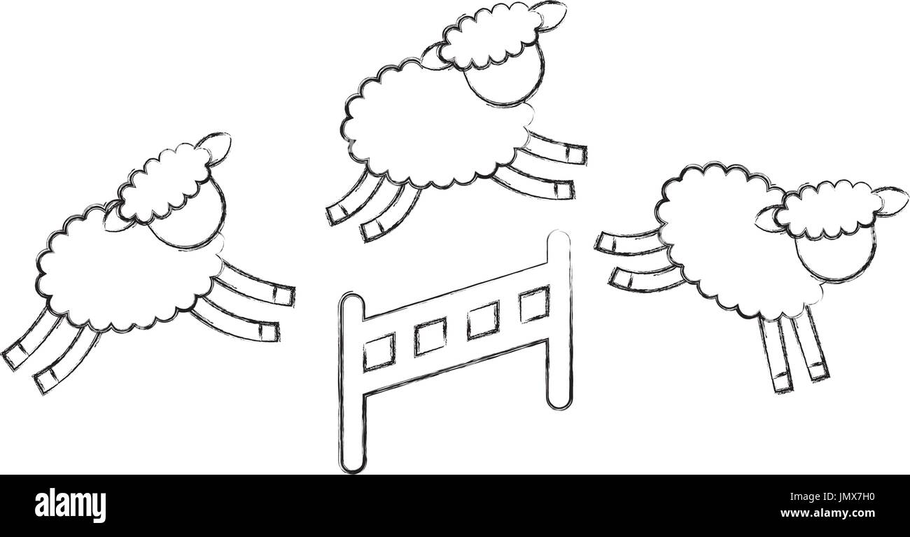 Cute lambs jumping the fence Stock Vector Image & Art - Alamy