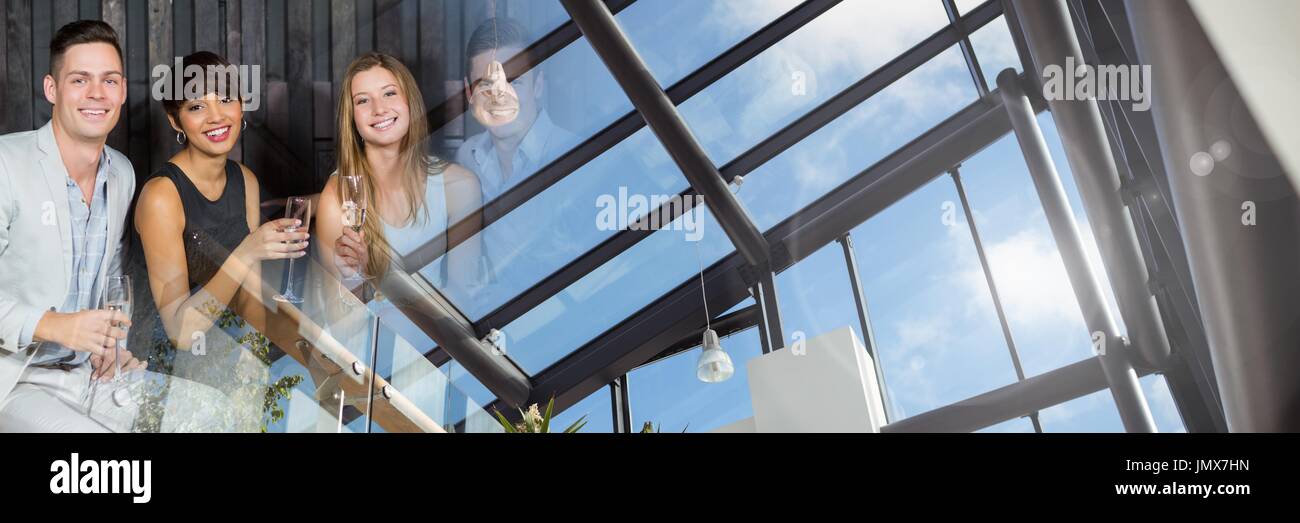 Digital composite of People having fun celebration party with ...