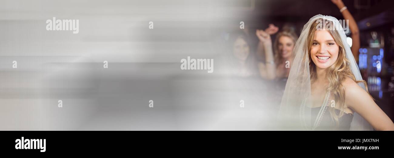 Digital composite of Women having fun hen night celebration party with ...