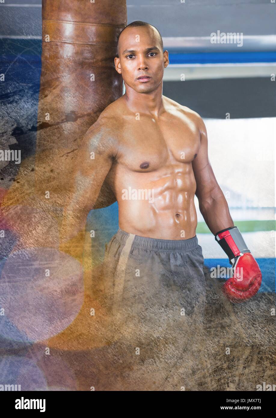 Digital composite of Boxer fighter man with transition Stock Photo - Alamy