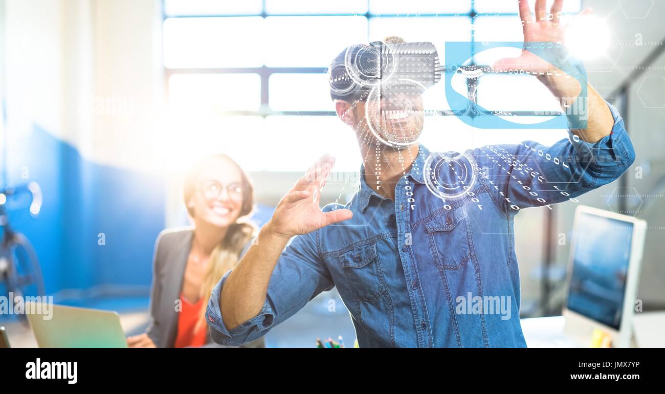 Digital composite of Businessman using VR in office Stock Photo - Alamy