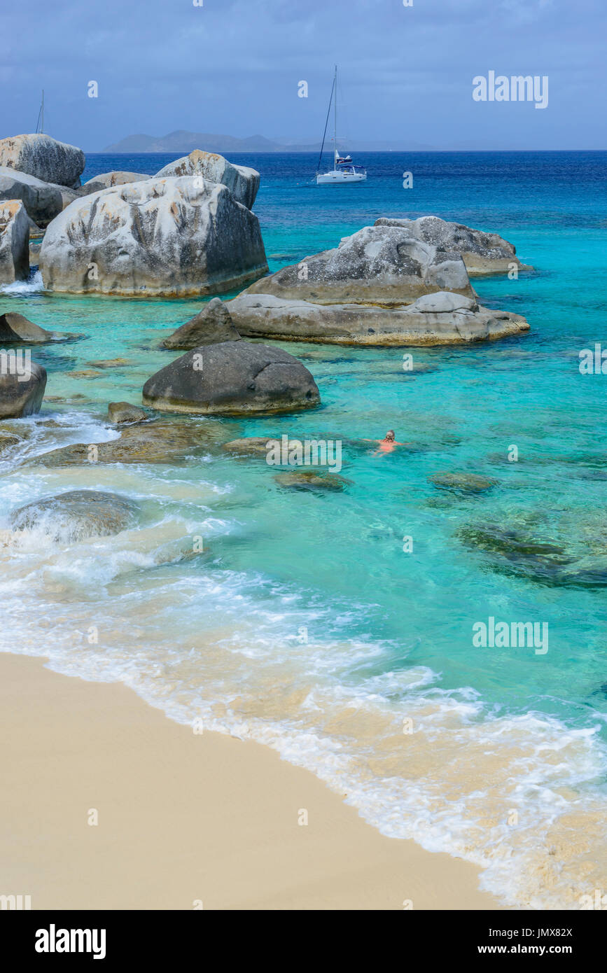 Spring Bay with boulder by The Baths, The Baths, Spring Bay, Virgin ...