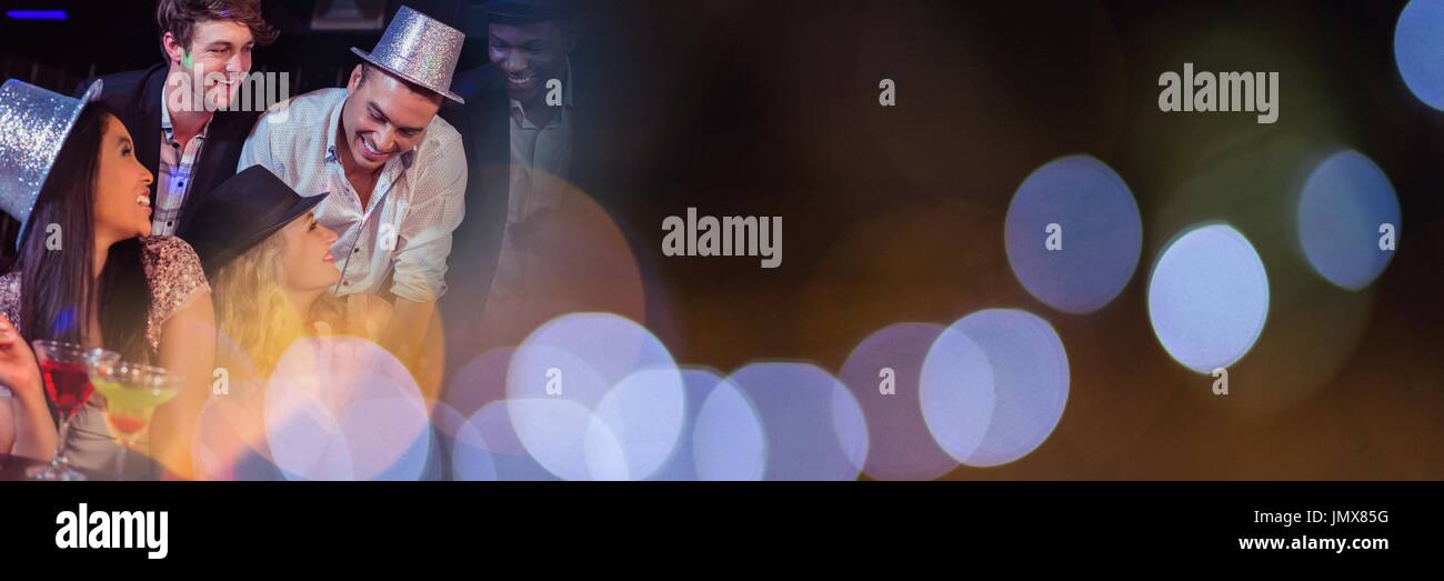 Digital composite of People having fun celebration party with ...