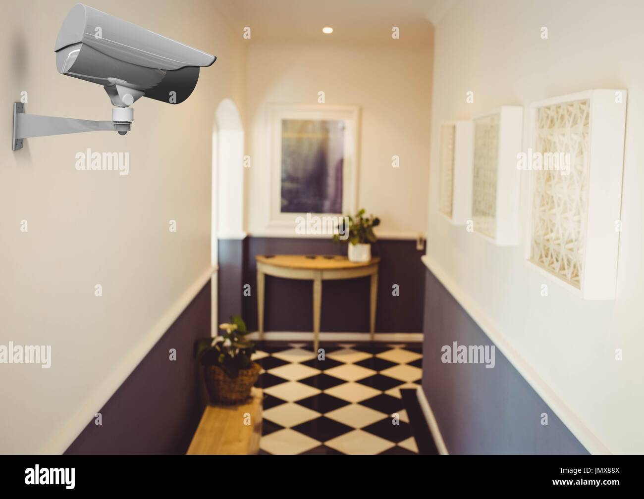 Digital composite of cctv, corridor Stock Photo - Alamy
