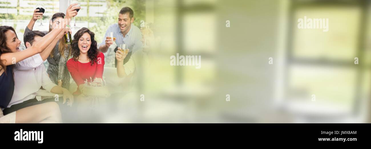 Digital composite of People having fun celebration party with ...