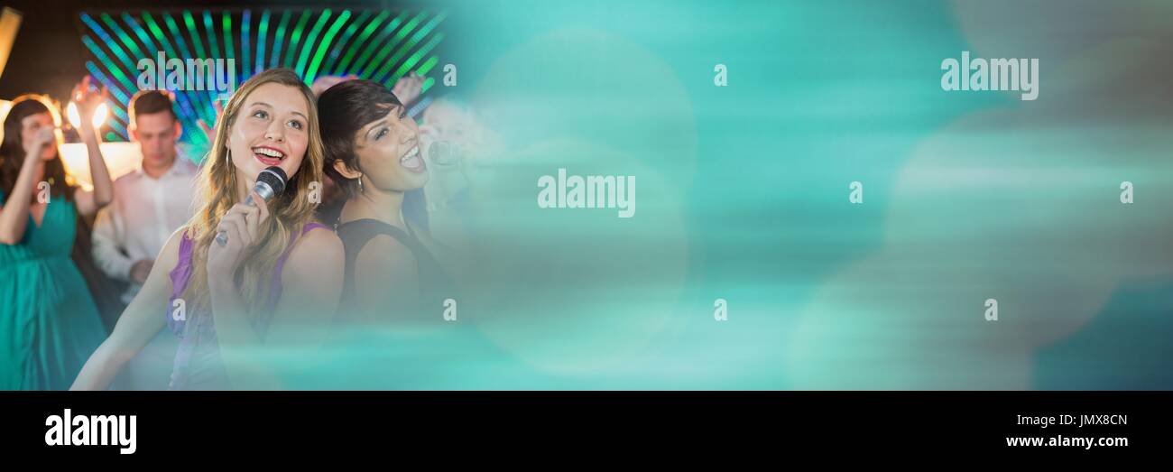 Digital composite of People having fun celebration party with ...