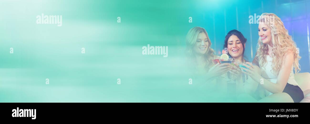 Digital composite of Women having fun celebration party with soft hazy ...