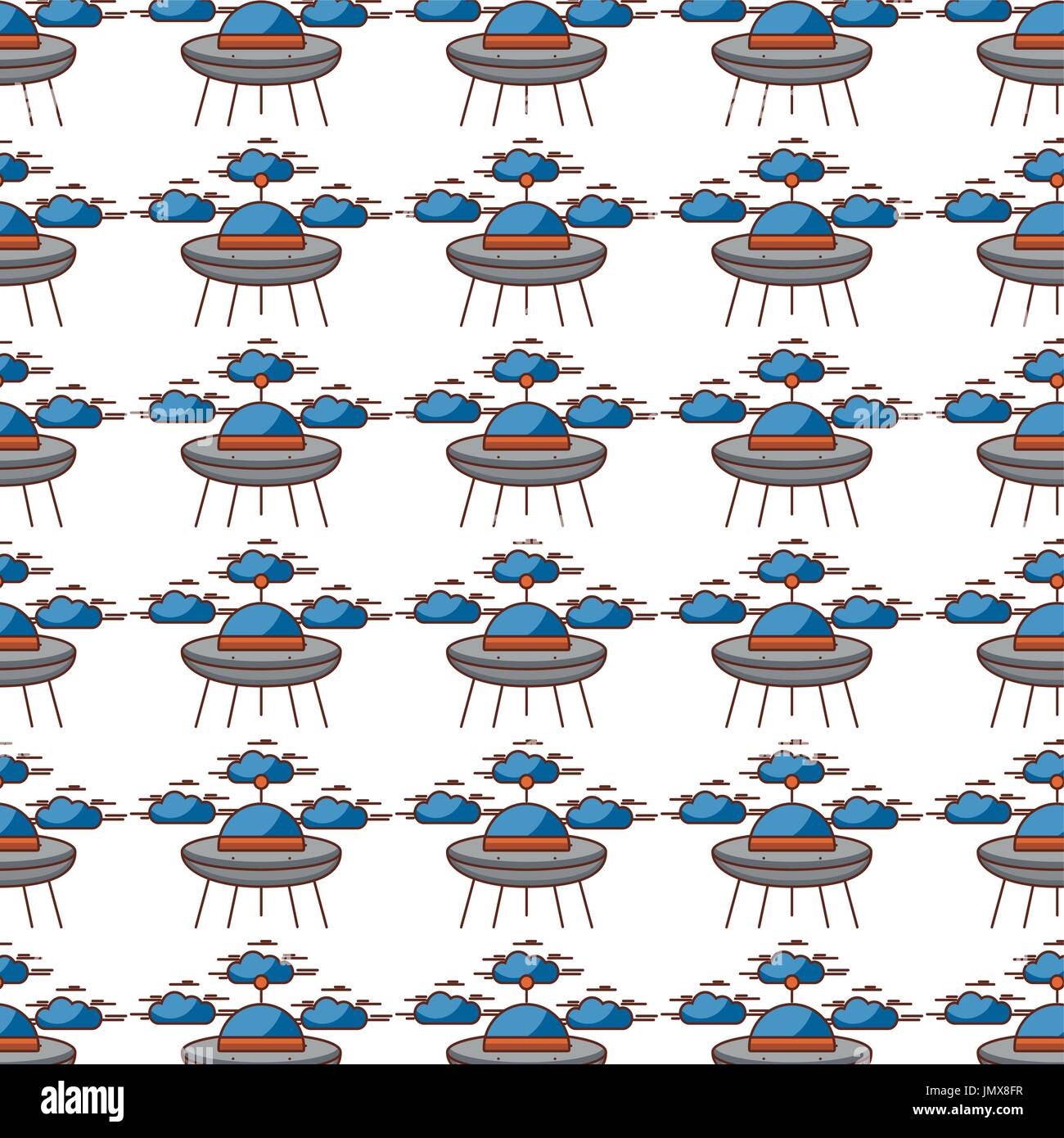 ufo flying with clouds pattern background Stock Vector Image & Art - Alamy