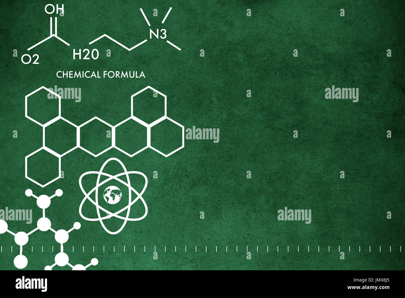 Graphic image of chemical formulas against close-up of blackboard Stock ...