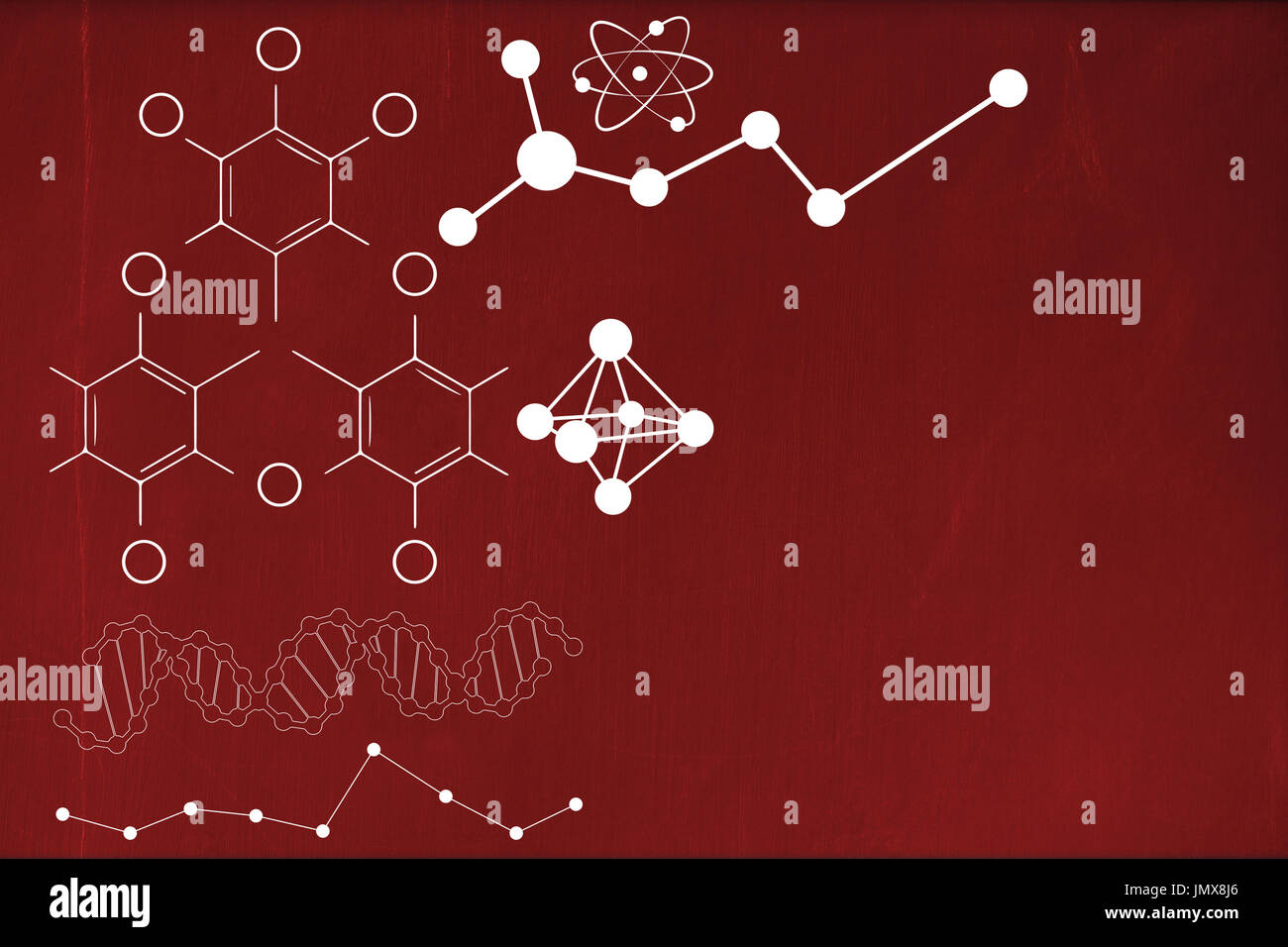 Illustration of chemical formulas against blackboard with copy space on ...