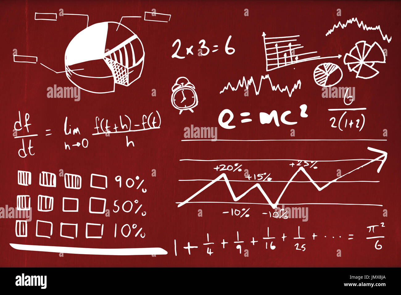 Graph with mathematical formulas against blackboard with copy space on ...