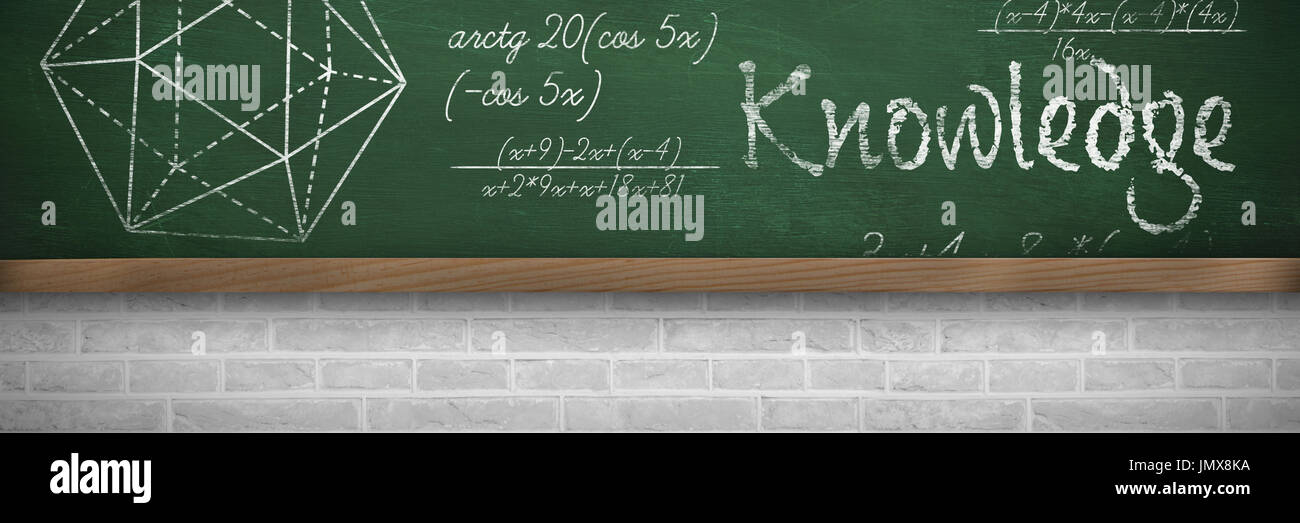 Knowledge text against white background against greenboard on wall in ...
