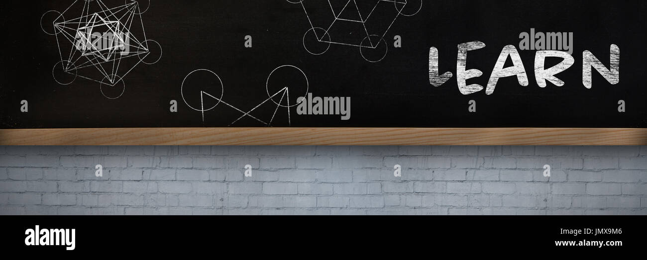 Learn text on white background against blackboard on wall Stock Photo ...