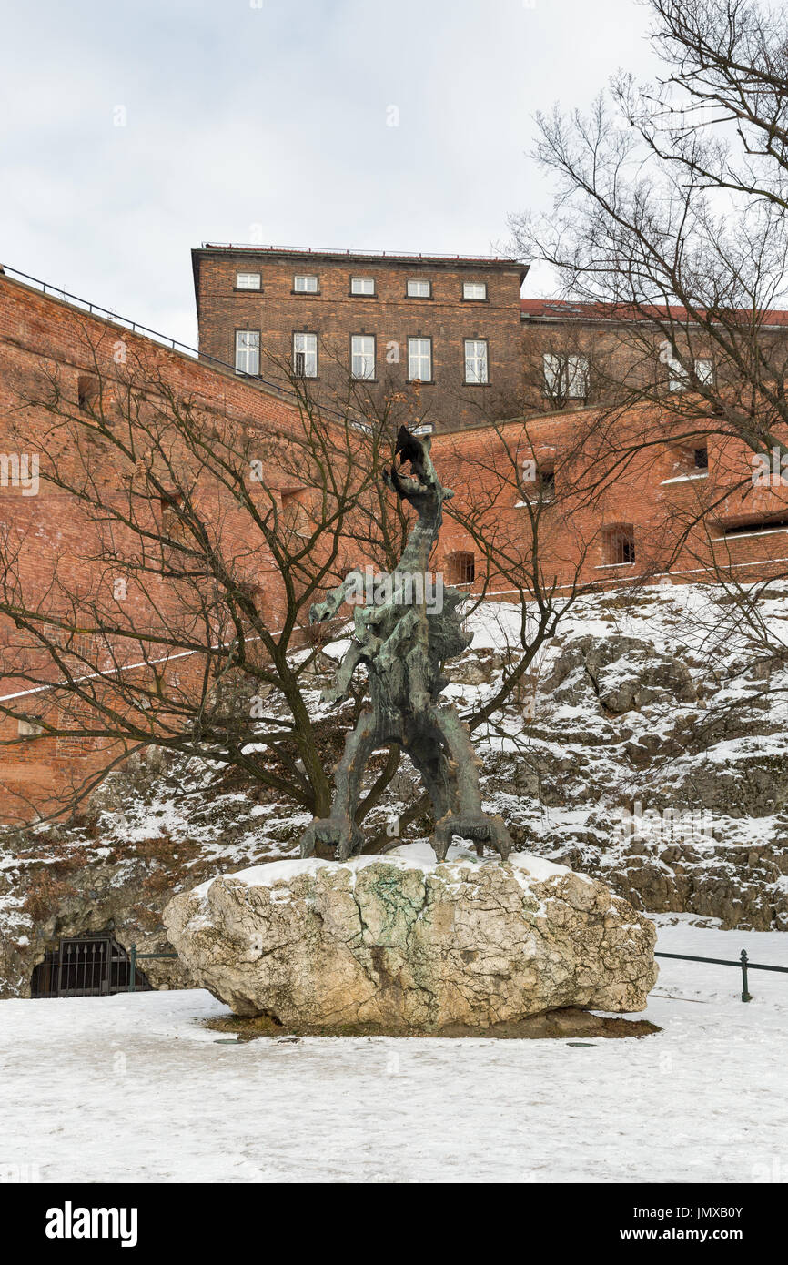 Dragon of Wawel castle sculpture - symbol of Krakow, Poland Stock Photo ...