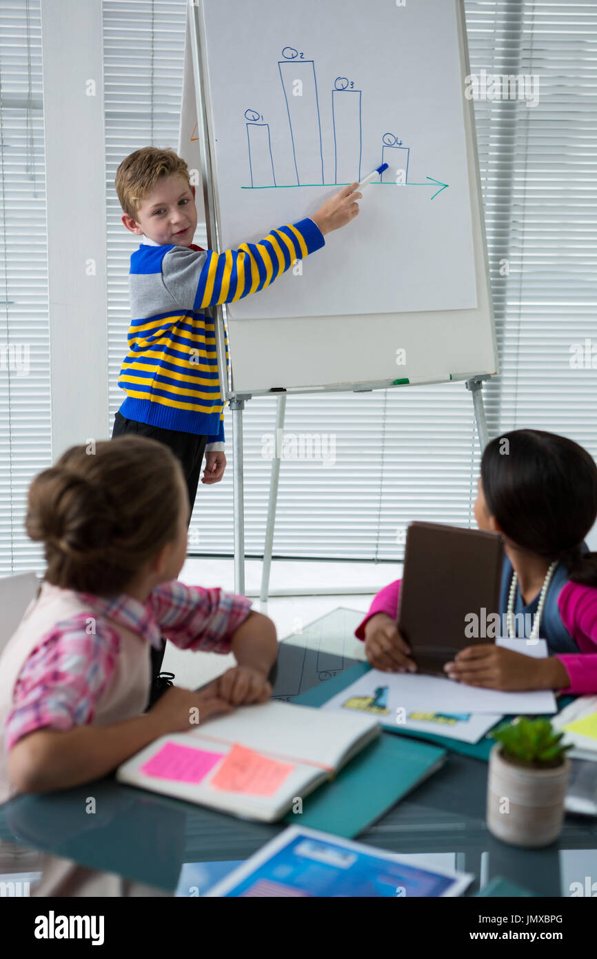 Boy as business executive presenting in office Stock Photo - Alamy