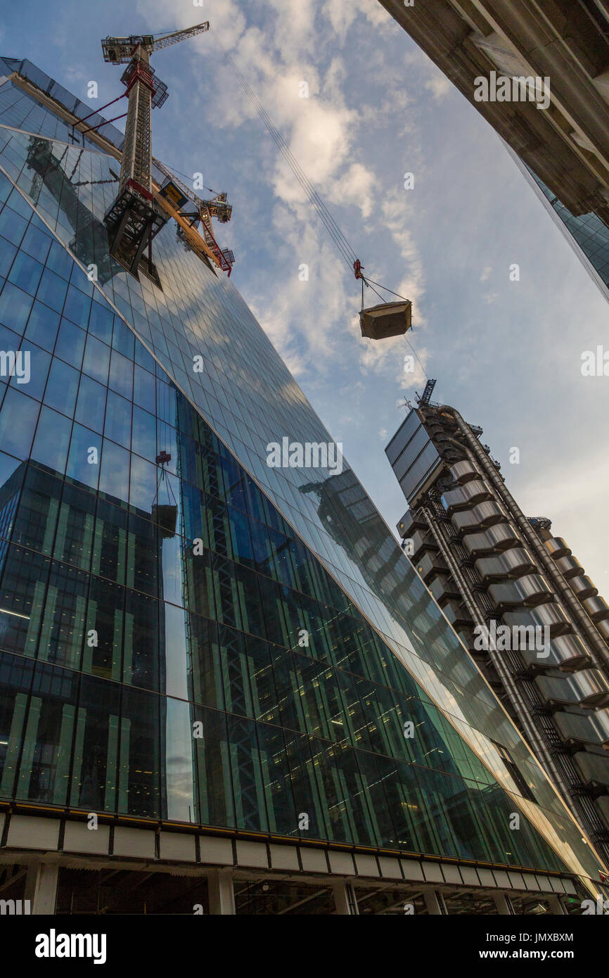 City of London, EC3, London, United Kingdom. Construction work being ...