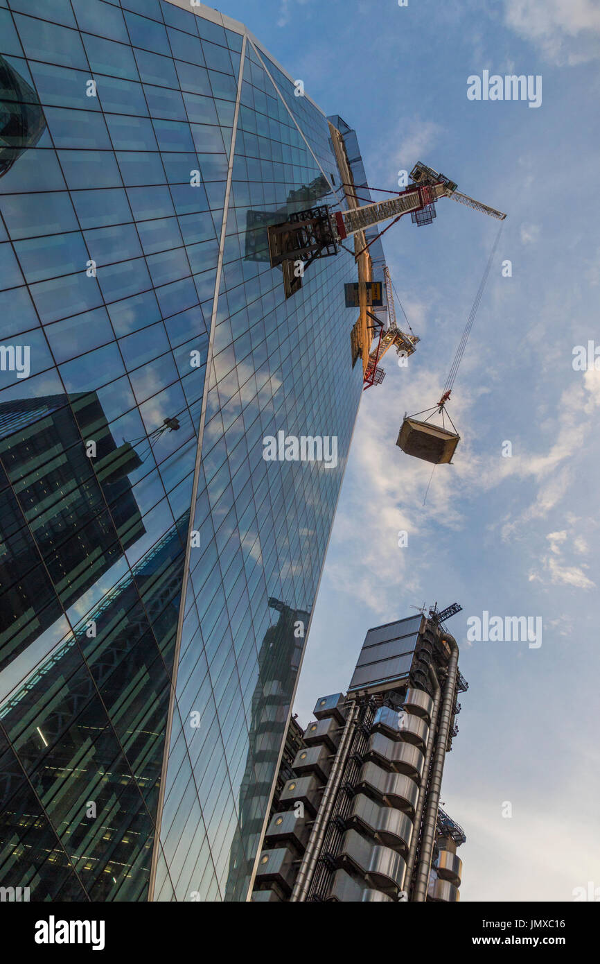 City of London, EC3, London, United Kingdom. Construction work being ...