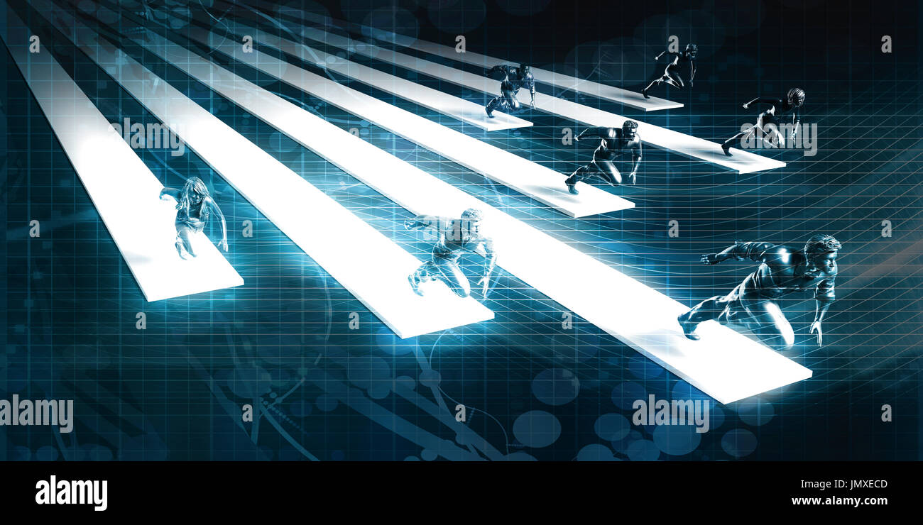 Business People Working Together and Running in the Same Direction ...