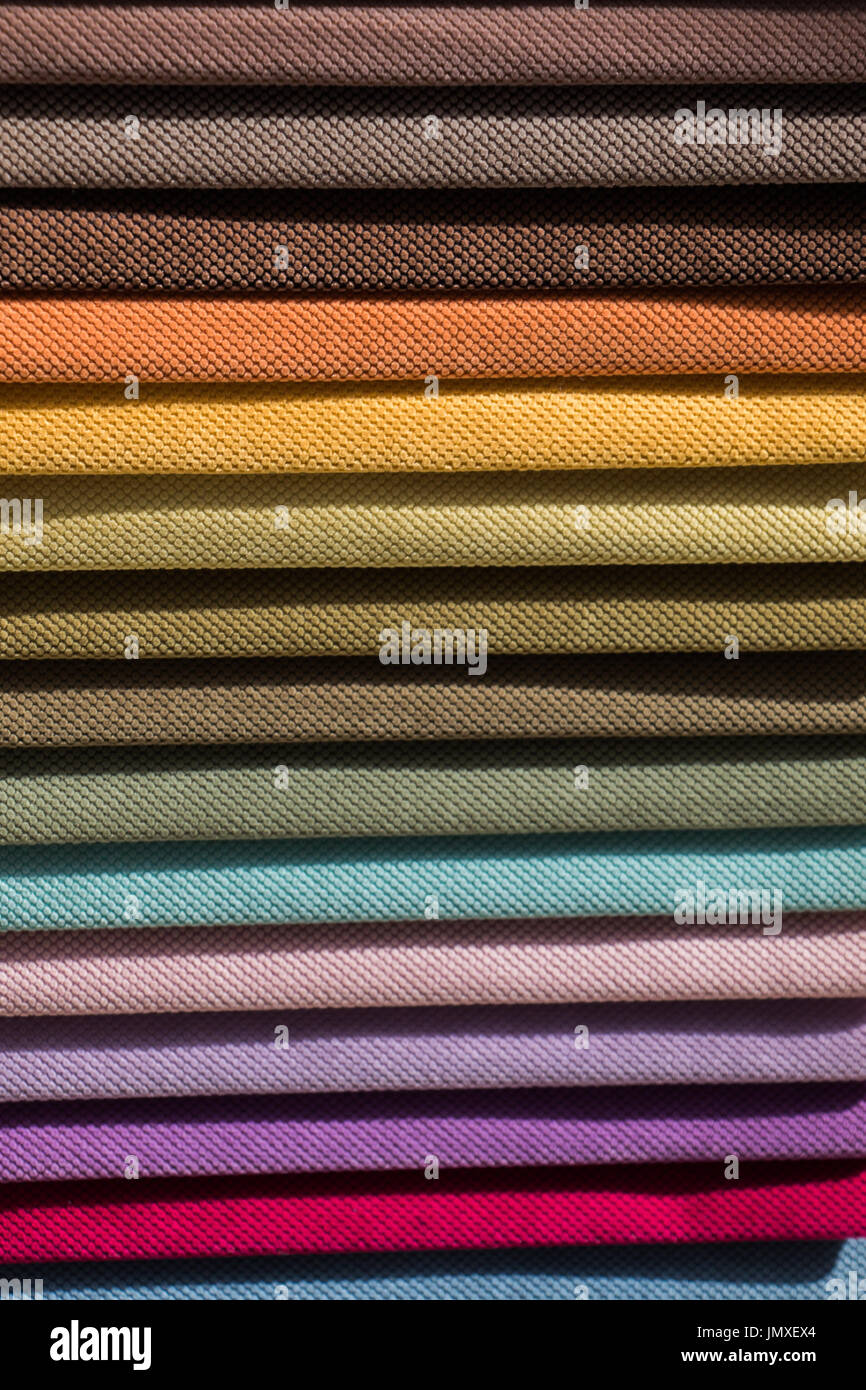 Examples of colorful fabric of various color and type Stock Photo - Alamy