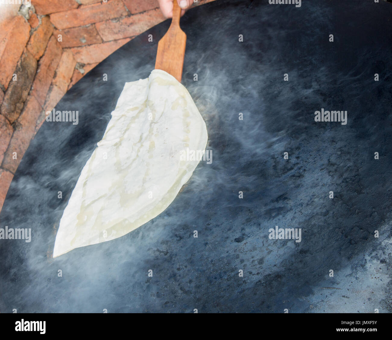 Home making of traditional turkish gozleme pancake Stock Photo - Alamy