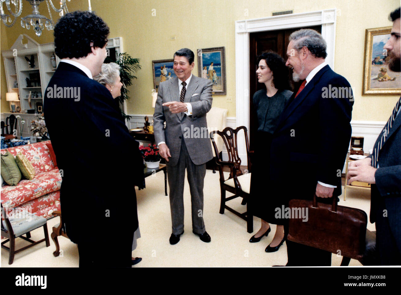United States President Ronald Reagan joins Judge Robert H. Bork, his ...