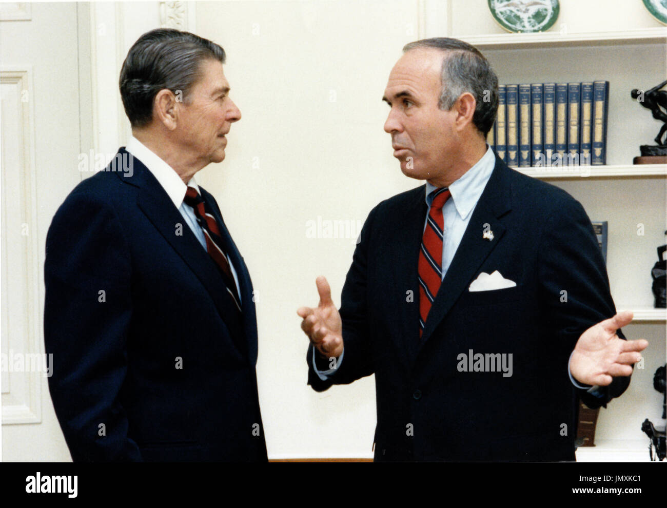 United States President Ronald Reagan meets Wyatt Durrette of Virginia ...