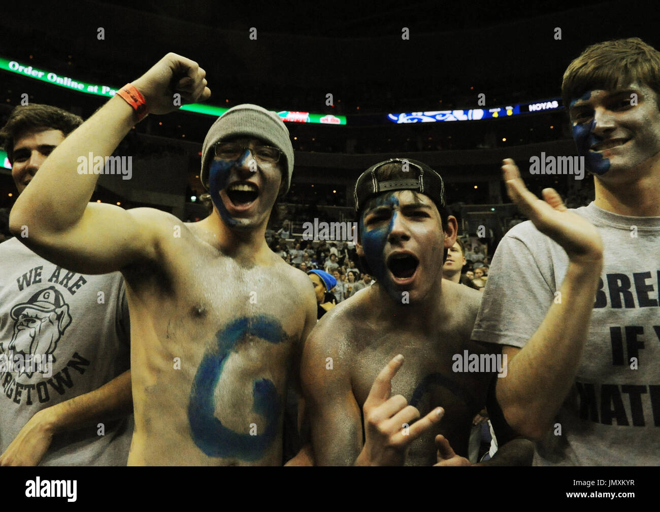 Georgetown University fans cheer during the men's basketball game vs ...