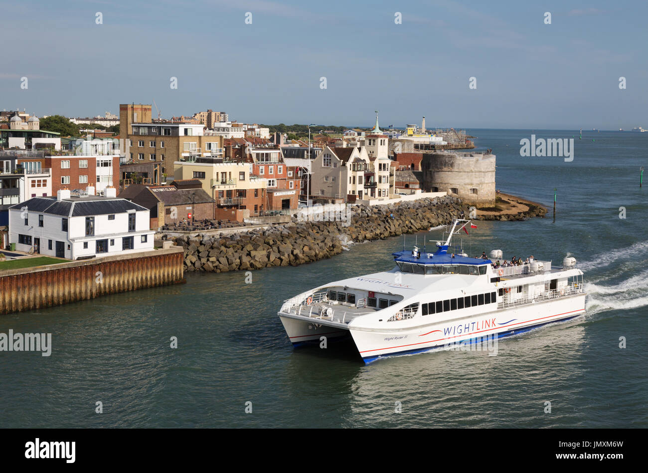 The Wightlink catamaran entering Portsmouth harbour, Portsmouth ...