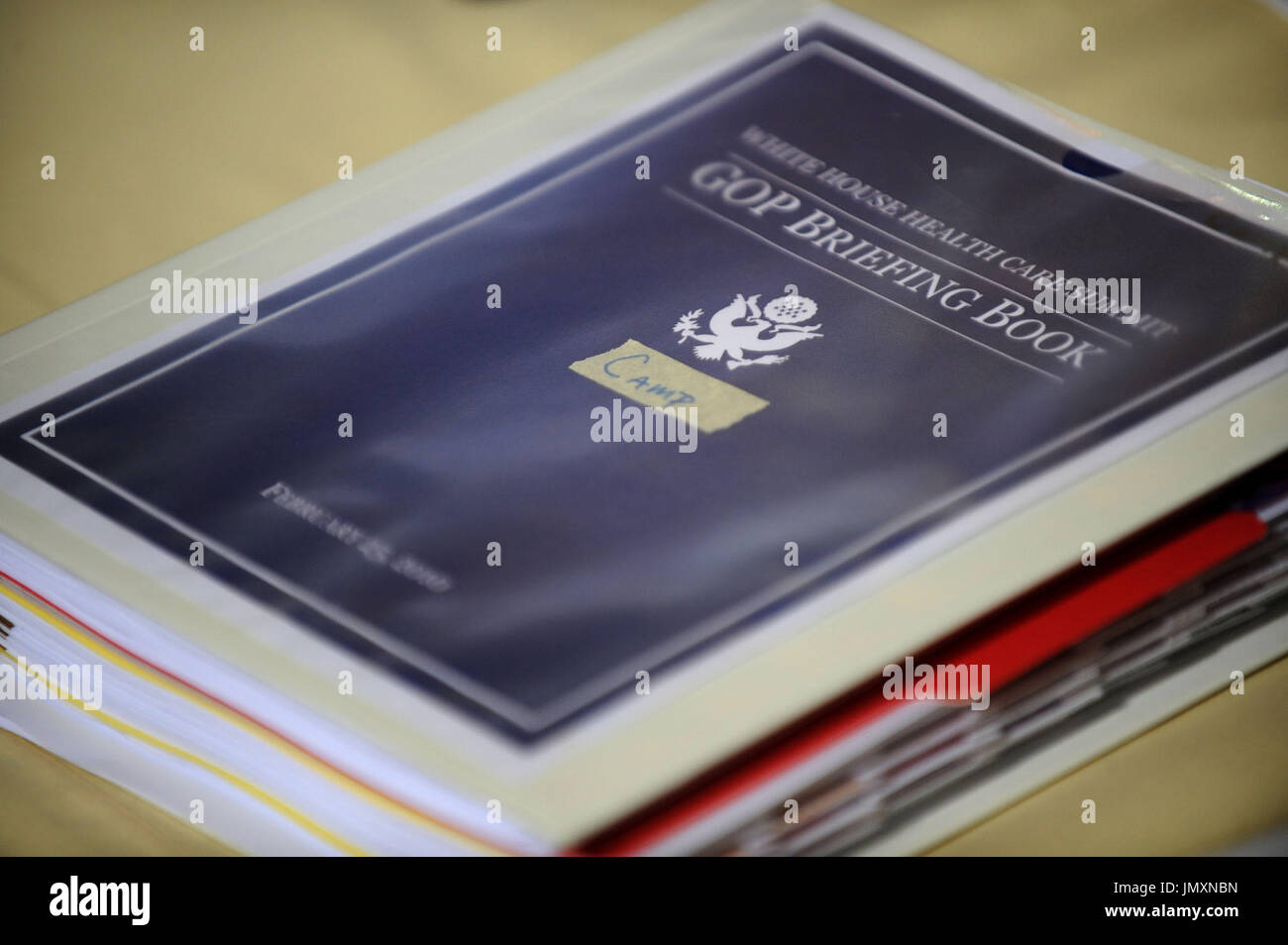 Healthcare documents sit on the meeting table prior to United States ...