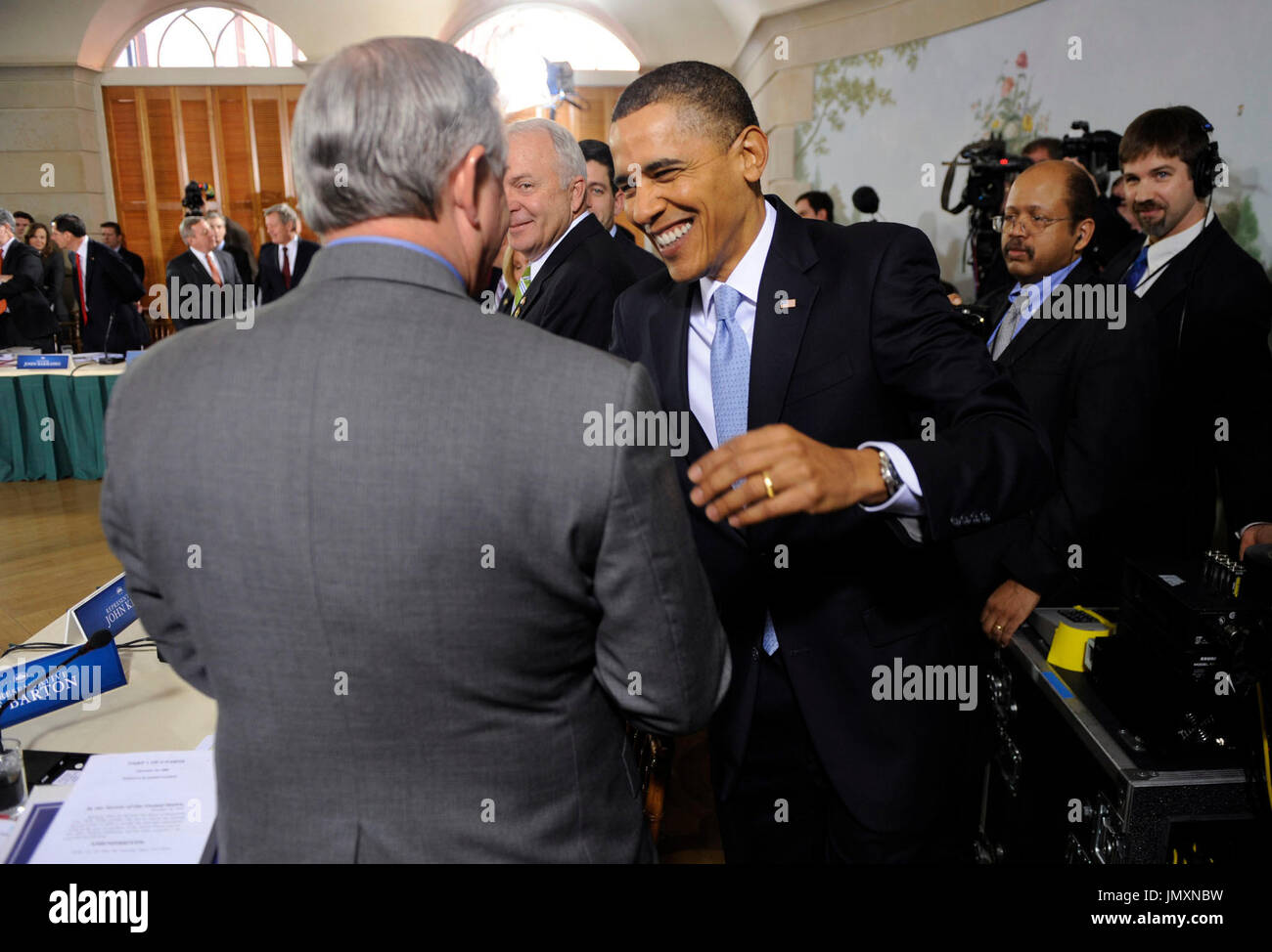 United States President Barack Obama greets U.S. Representative Joe ...