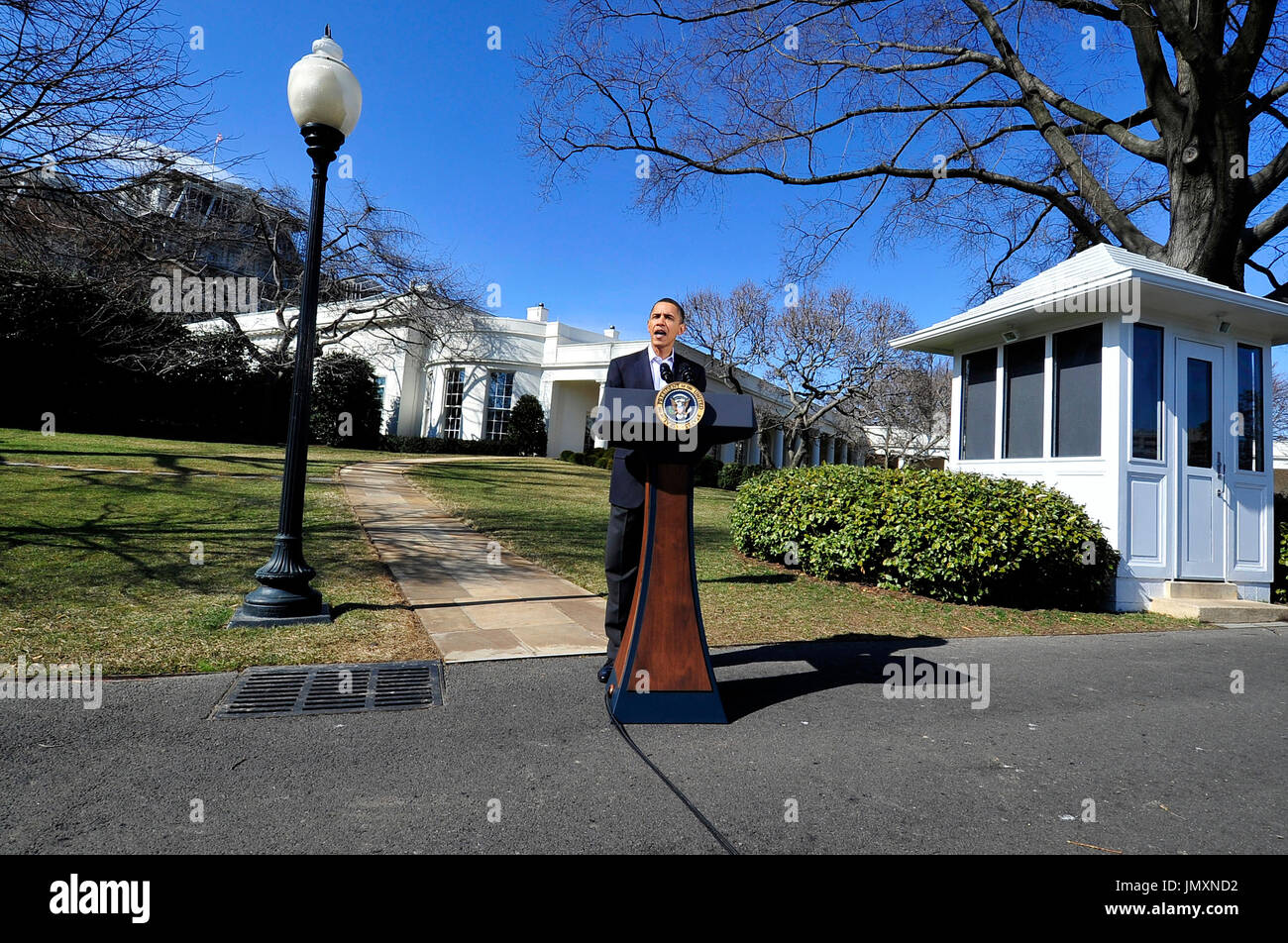 United States President Barack Obama makes a statement outside the Oval ...