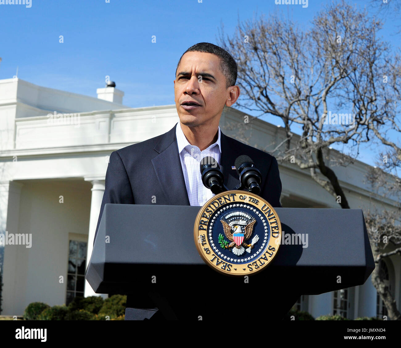 United States President Barack Obama makes a statement outside the Oval ...