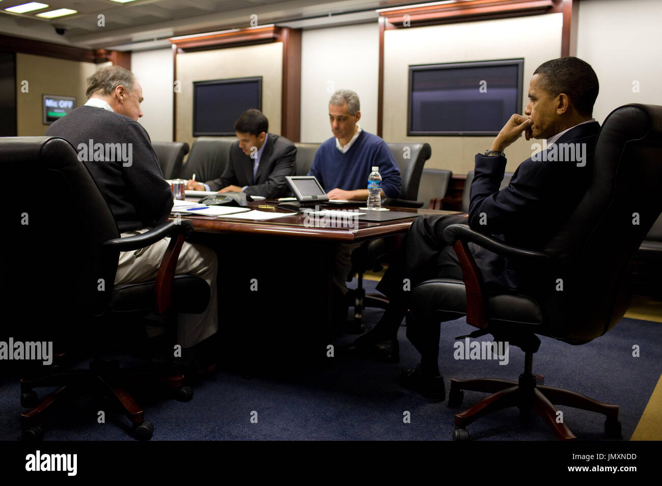 President Barack Obama holds conference call from the Situation Room of ...