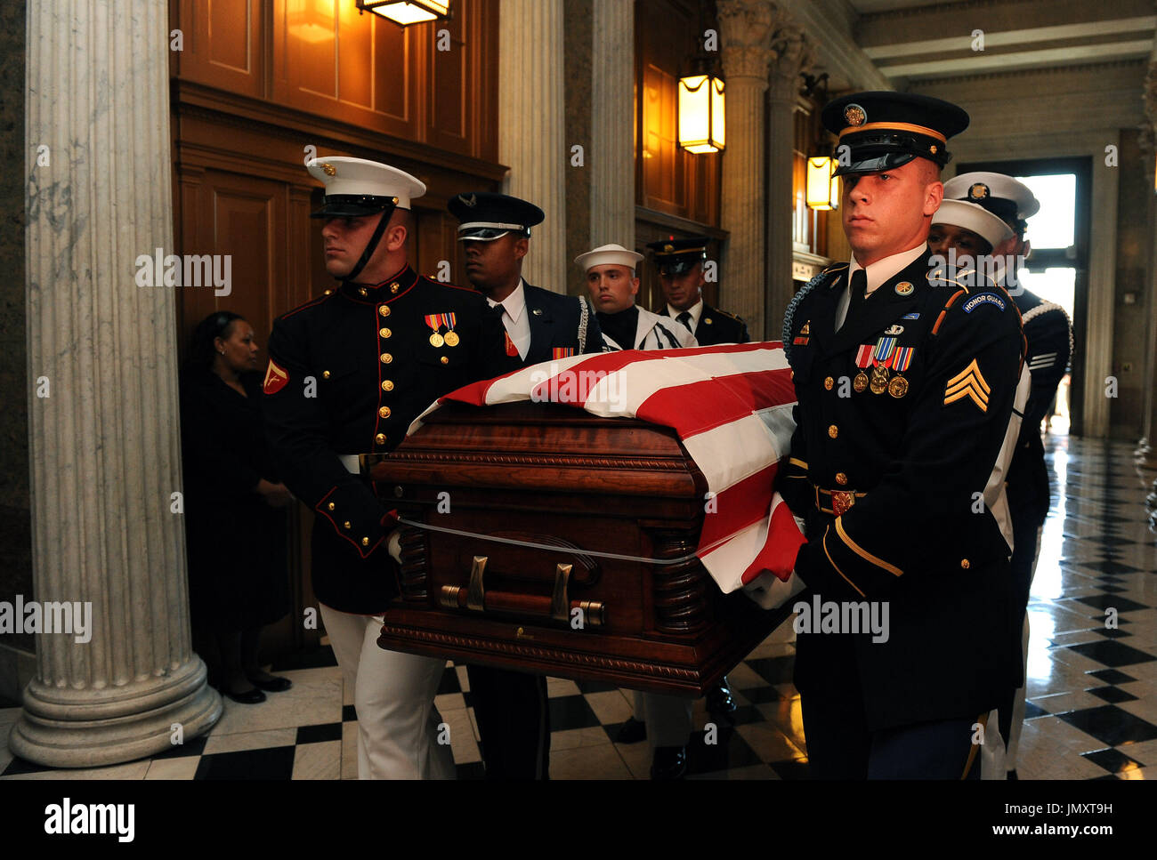 The flag-draped coffin carrying United States Senator Robert Byrd ...
