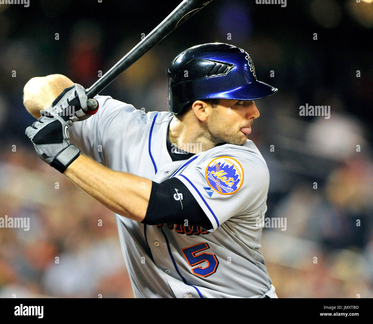 New York Mets third baseman David Wright (5) bats in the eighth inning ...