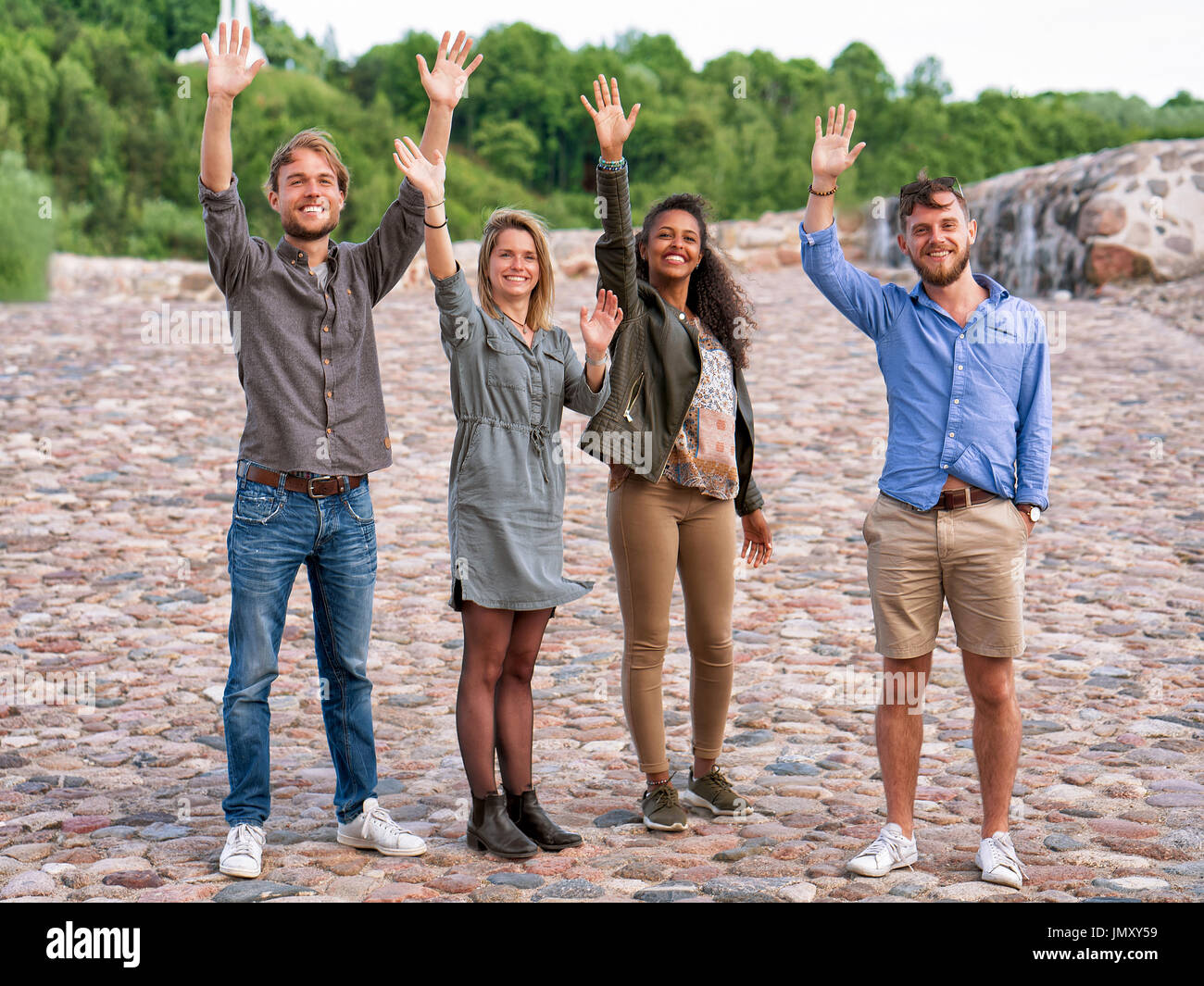 Friends wave goodbye hi-res stock photography and images - Alamy